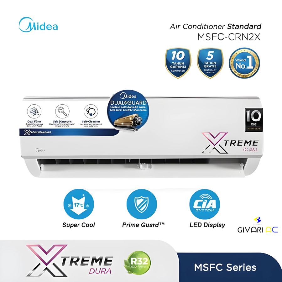 Midea AC Wall Mounted Split Standard Double Gold Fin 1 PK - MSFC-09CRN2X