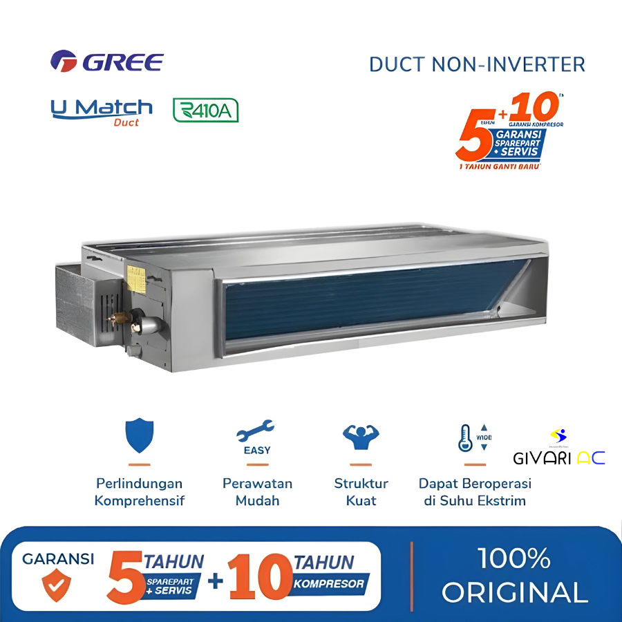 Gree AC Ceiling Ducted Standard 4 PK ( 3 Phase ) - GU100PHS/A-K